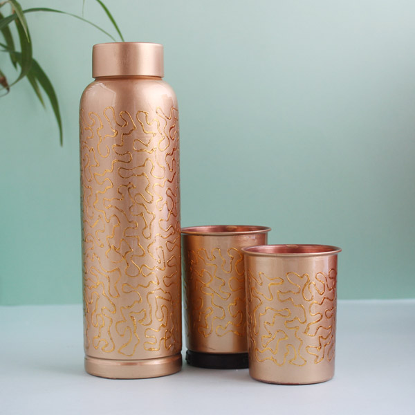 Send Designer Copper Bottle & Glass Combo Online - GAL19-94104 | Giftalove