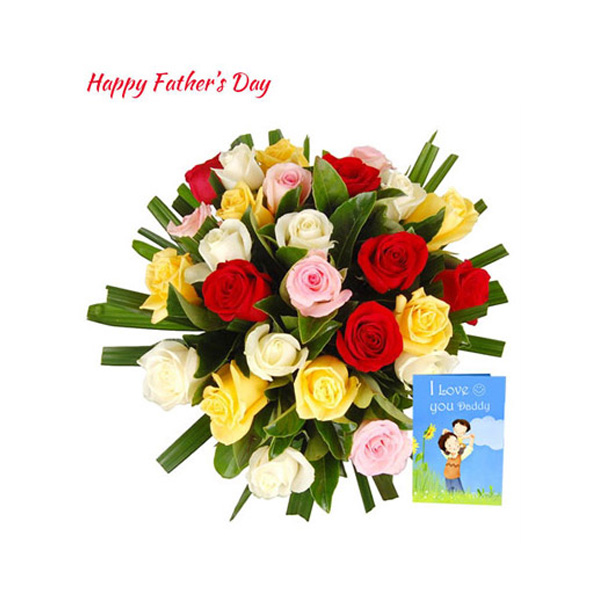 Send Mixed Flower Bouquet with Greeting Card for Dad Online ...