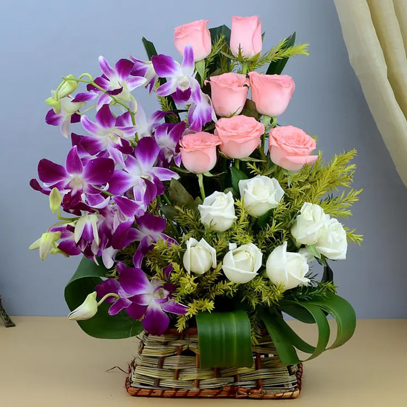 Send Bright Roses with Elegant Orchids Online - GAL23-110501 | Giftalove