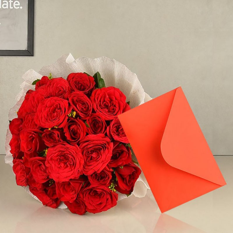 Send Combo of Red Roses Bouquet with Message Card for Rose Day Online ...