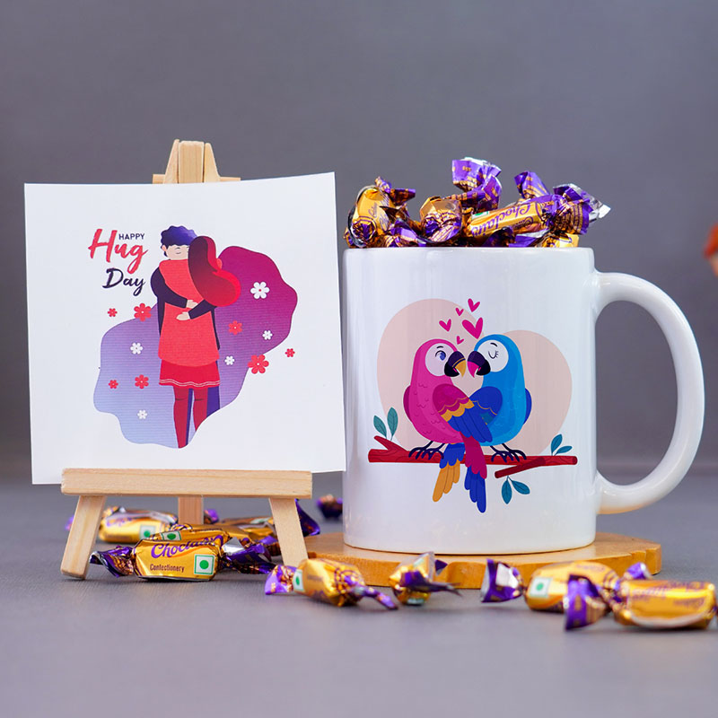 Send Personalized Mug with Choco Eclairs Hug Day Gift Combo Online ...