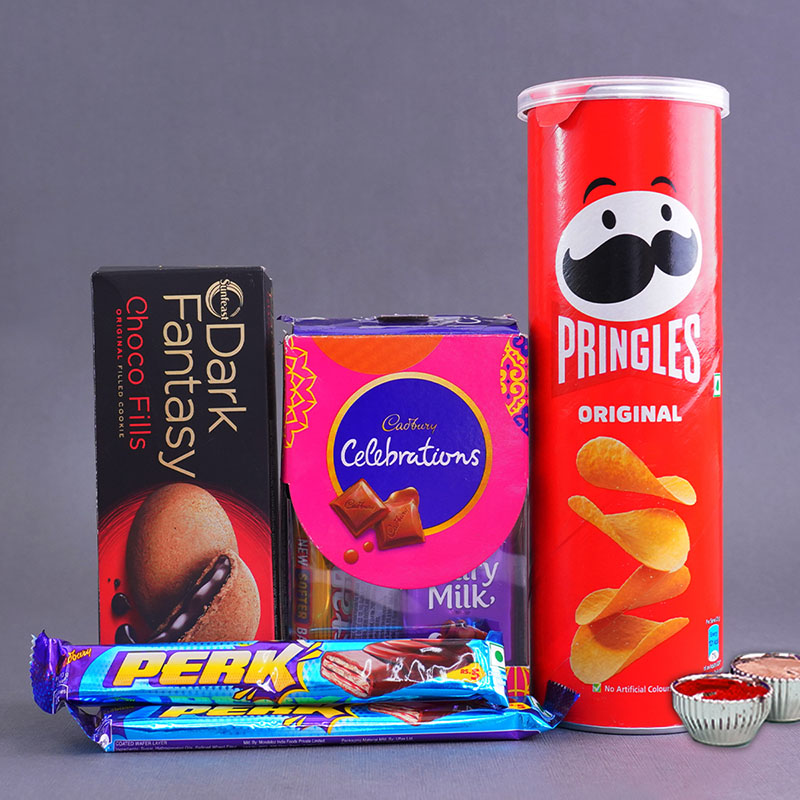 Send Pringles N Chocolates Bhai Dooj Gift Hamper Online - BD22-108775 ...