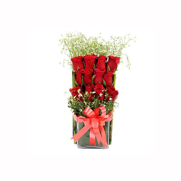 Send Red Roses Arrangement with Glass Base Online - GAL22-108369 ...