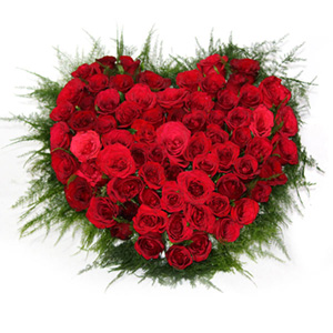 Heart Shaped Flower Arrangement, Red Heart Shape Flower Bouquet - GiftaLove