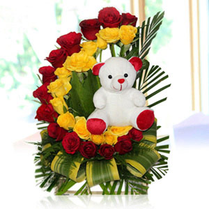 Flowers with Teddy For Valentines Day | Free Shipping at Giftalove
